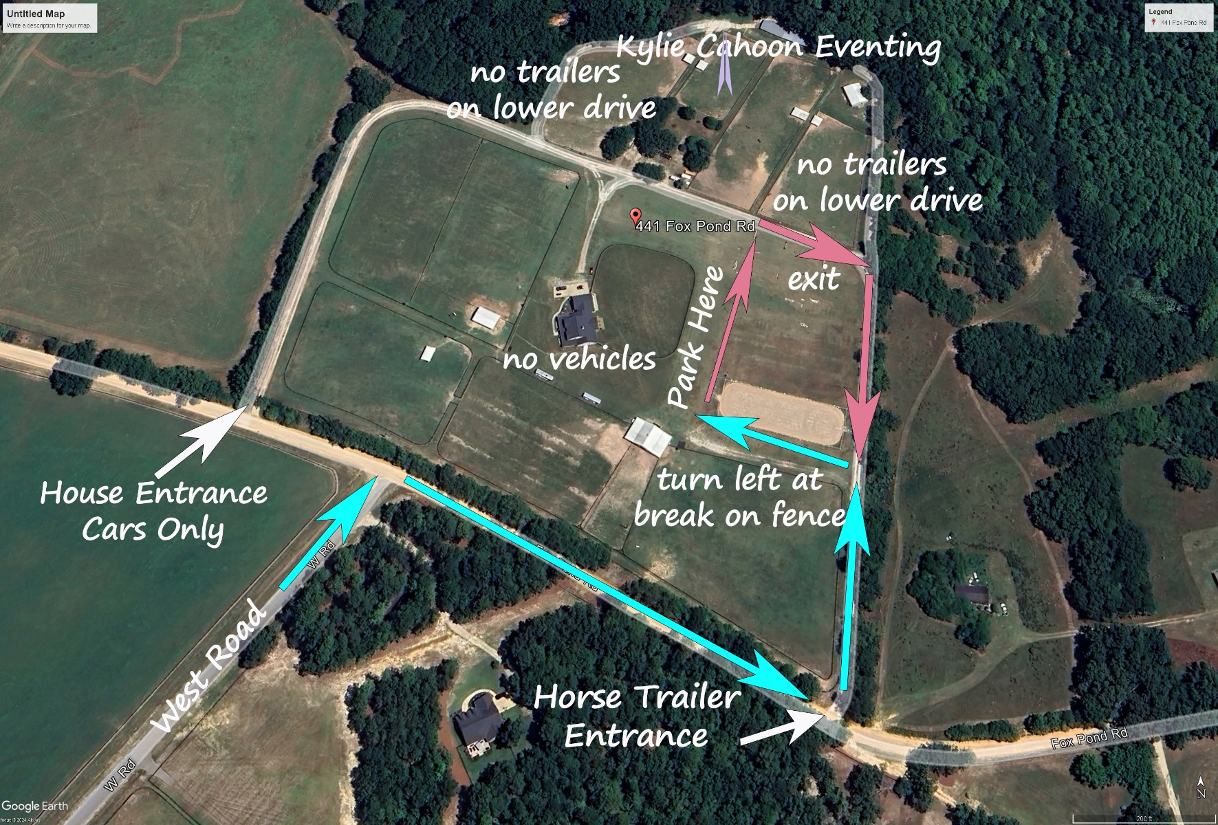 Contact Information and Directions to Rising Moon Stables